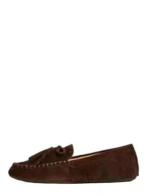 TWINSET Suede Loafers With Fringes And Tassels - Brown