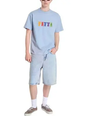 PATTA Gummi Logo Cotton T-shirt - Blue