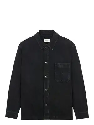 Saint Laurent Cassandre Overshirt In Cotton Linen Gabardine - Black
