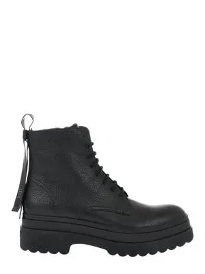 VALENTINO Valentino Garavani Hammered Leather Lace-Up Ankle Boots