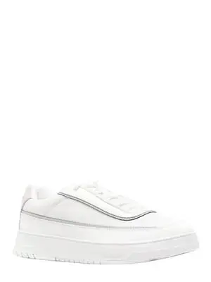 BLAUER. Leather Sneakers With Embossed Logo Detail - White
