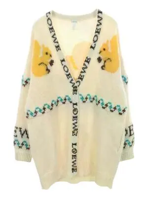 LOEWE Loewe 2010s Logo-Trim Squirrel Intarsia Oversized Cardigan