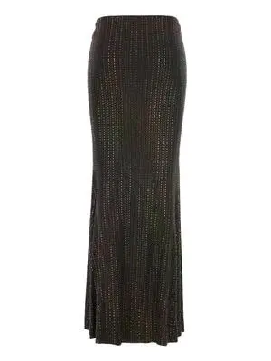 VENUJA Malibu Crystal-embellished Draped Maxi Skirt - Brown