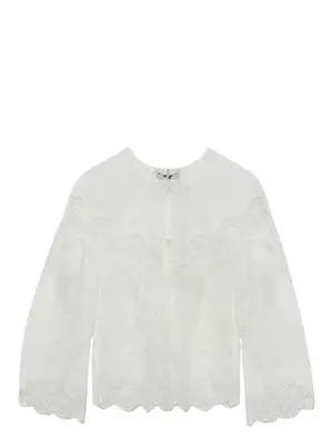 Munthe Valiance Embroidered Lace-trim Blouse - White