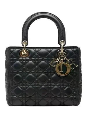 Dior Lambskin Cannage Lady Satchel - Black