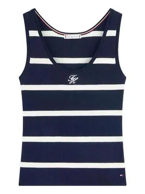 Tommy Hilfiger Striped Scoop-neck Tank Top - Blue