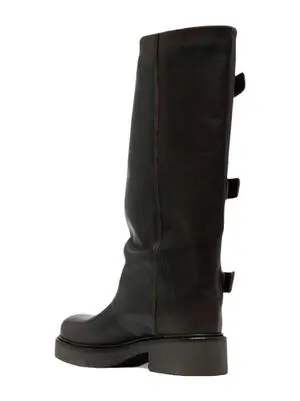 METISSE Buckle-fastening Leather Boots - Brown