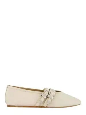 Le Monde Beryl Le Monde Beryl Claudia Buckled Leather Ballet Flats Neutrals