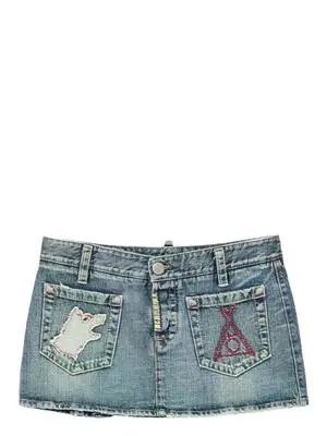 Dsquared2 Denim Mini Skirt With Embroidered Pockets - Blue