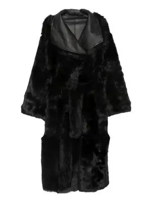 YVES SALOMON Shearling-trimmed Faux Fur Coat - Black