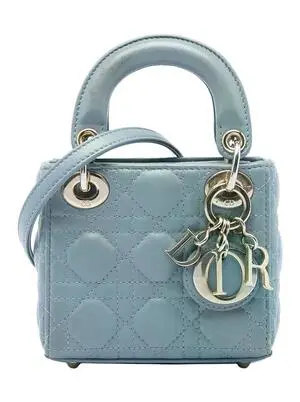 Dior Micro Lambskin Cannage Lady Satchel - Blue