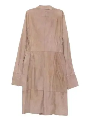 Dolce & Gabbana Single-breasted Suede Coat - Neutrals