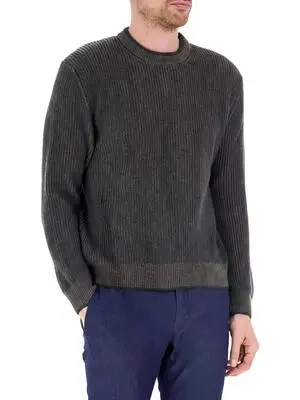 Paul & Shark Ribbed-knit Crew-neck Sweater - Green