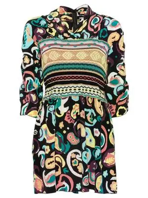 Missoni Abstract Print V-neck Mini Dress - Black