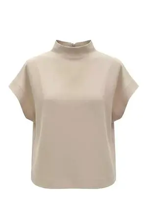 RUNDHOLZ BLACK LABEL High-neck Short-sleeve Blouse - Neutrals