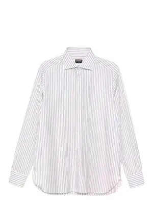 Zegna Vertical-stripe Long-sleeve Shirt - White
