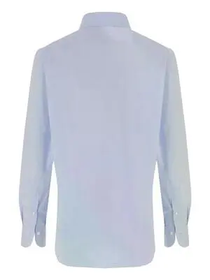 FINAMORE 1925 Buttoned-cuff Curved-hem Shirt - Blue