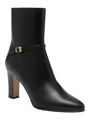 Valentino Garavani Buckle-strap Leather Ankle Boots - Black