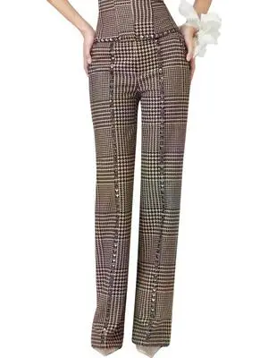 Giuseppe Di Morabito Embellished Houndstooth Trousers - Brown