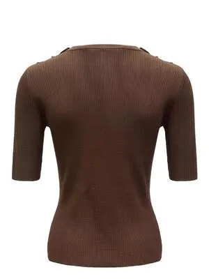 Max Mara Ribbed Knit Button-detail Sweater - Brown