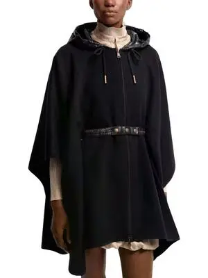 Moncler Hooded Belted Cape - Black