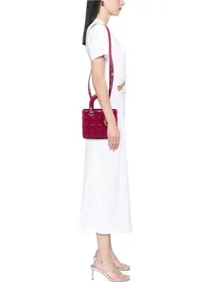 Dior Lambskin Cannage Lady Satchel - Red