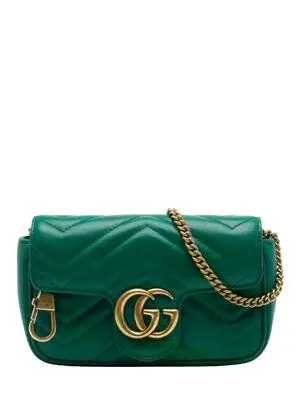 Gucci Matelasse Calfskin Flap Crossbody Bag - Green