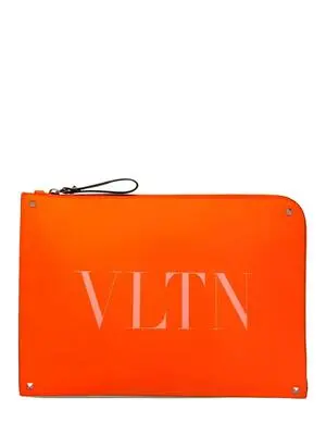 Valentino Garavani Rockstud Vltn Document Case Clutch Bag - Orange
