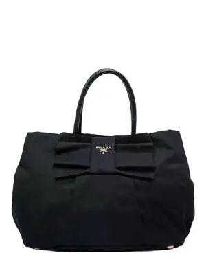 Prada Tessuto Bow Tote Bag - Black