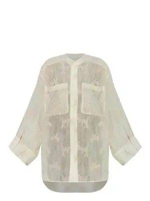 Munthe Embroidered Sheer Shirt - Neutrals