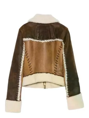 Dsquared2 Leather Zip-up Jacket With Whipstitch Detailing - Brown