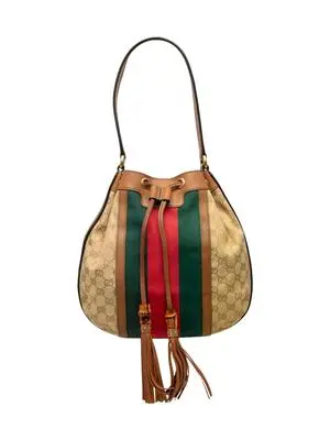 Gucci Gg Canvas Web Rania Drawstring Hobo Bag - Neutrals