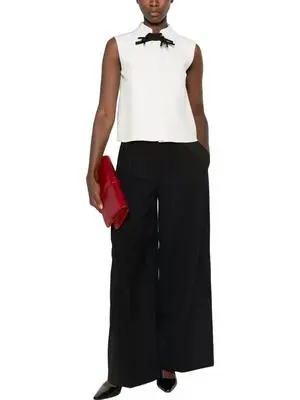 Giorgio Armani Sleeveless High Neck Bow Detail Shirt - Neutrals