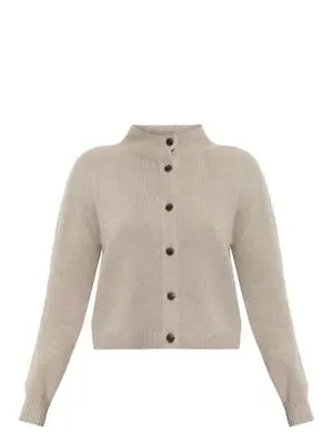 LISA YANG Lisa Yang Zirelle High-Neck Ribbed Cardigan Neutrals