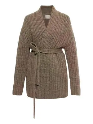 LISA YANG Lisa Yang Jacqueline Belted Waffle-Knit Cardigan Brown