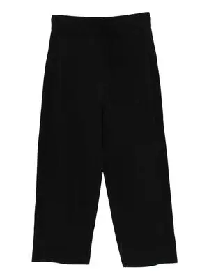 Marina Rinaldi Ribbed-knit Wide-leg Trousers - Black