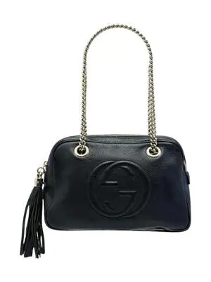 Gucci Leather Soho Chain Zip Shoulder Bag - Black