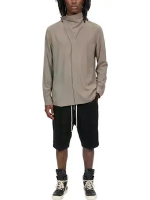 Rick Owens Asymmetric-front Long-sleeve Shirt - Grey