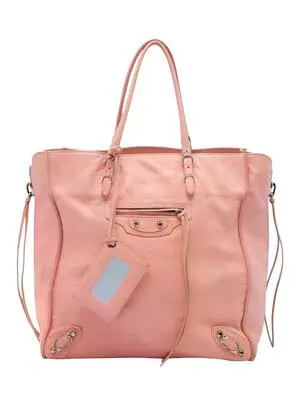 Balenciaga Leather Zip Around Tote Bag - Pink