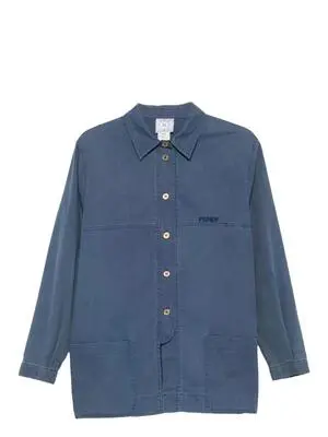 Fendi Long Sleeve Embroidered Logo Shirt - Blue