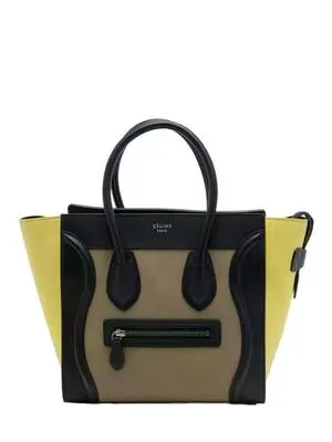 Celine Micro Luggage Tricolor Leather Tote Bag - Brown