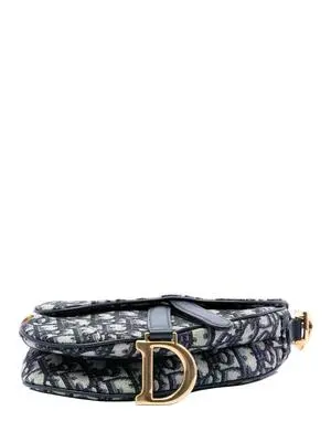 Dior Mini Oblique Canvas Saddle Bag Satchel - Blue