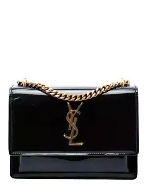 Saint Laurent Patent Monogram Sunset Crossbody Bag - Black