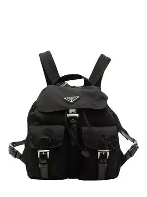 Prada Tessuto Nylon And Leather Trimmed Backpack - Black