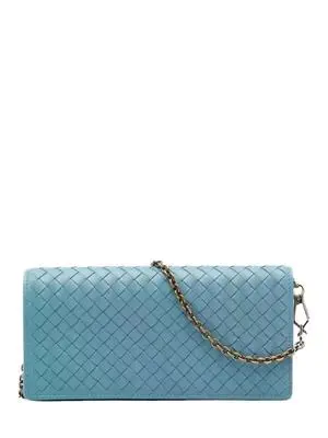 Bottega Veneta Nappa Intrecciato Wallet On Chain Crossbody Bag - Blue