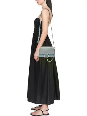 Chloé Faye Small Suede And Calfskin Crossbody Bag - Blue