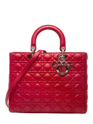 Dior Lambskin Cannage Lady Satchel - Red