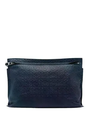 Loewe 2014 Embossed Anagram Leather Clutch Bag - Blue