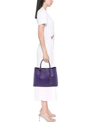 Prada Saffiano Cuir Double Satchel - Purple