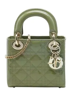 Dior Mini Patent Cannage Lady Satchel - Green